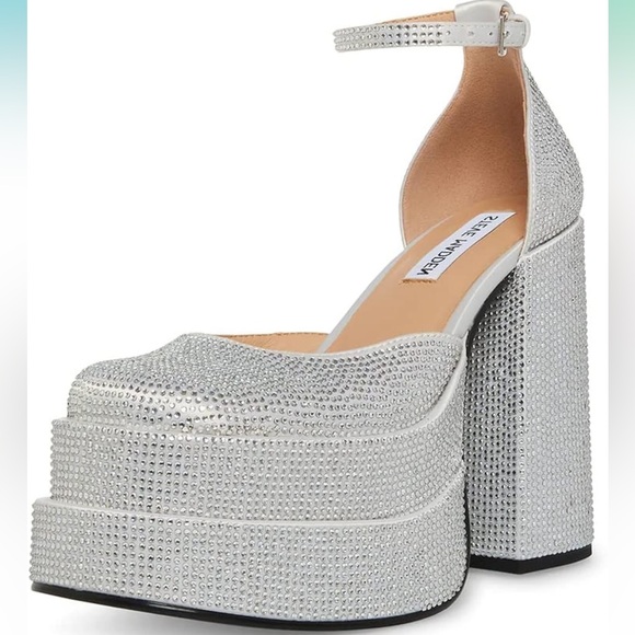 Steve Madden | Shoes | Steve Madden Charlize Silver Rhinestone Platform ...